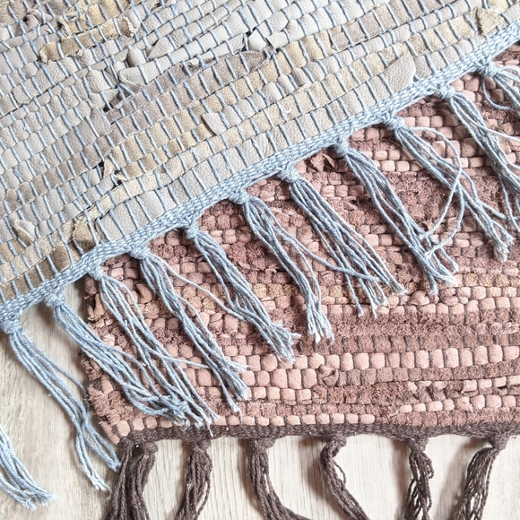 Chindi | Accents | New Leather Boho Rag Rug Chindi Mat | Poshmark